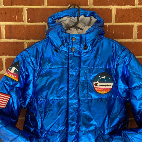 Champion | Jackets & Coats | Rare Champion Nasa Puffer Jacket Metallic ...